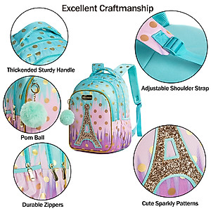 Jasminestar Kids Backpacks 17 inch School Backpack with Lunch Bag and Pencil Case (17”, Tower)