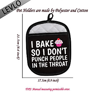 LEVLO Funny Baker Gifts I Bake So I Don't Punch People in The Throat Oven Mitt Cupcake School Graduation Gift (I Bake So I Don't Punch People in The Throat)