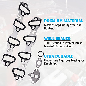Intake Manifold Gasket Set - Compatible with 4.8L 5.3L 6.0L Chevy Silverado, Suburban, Tahoe, GMC Sierra, Yukon, Savana, Cadillac Escalade - Replace 89060413 MS98016T