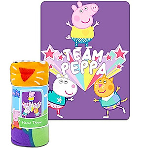 Peppa Pig Fleece Blanket Set - Bundle with Peppa Pig Blanket for Girls, Peppa Pig Stickers, and More | 45" x 60" Peppa Pig Throw Blanket