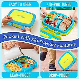 Bentgo Kids Bento-Style 5-Compartment Leak-Proof Lunch Box - Ideal Portion Sizes for Ages 3 to 7 - Durable, Drop-Proof, Dishwasher Safe, BPA-Free, & Made with Food-Safe Materials (Citrus Yellow)