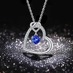 IEFRICH Heart Birthstone Necklace for Women - Amethyst Necklace Purple Necklace Sterling Silver Necklace | February Birthstone Necklace for Women Purple Jewelry | Valentines Day Gifts for Her Wife