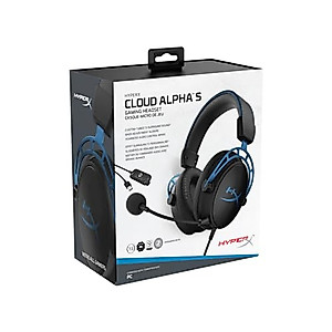 HyperX Cloud Alpha S - PC Gaming Headset, 7.1 Surround Sound, Adjustable Bass, Dual Chamber Drivers, Chat Mixer, Breathable Leatherette, Memory Foam, and Noise Cancelling Microphone - Blue