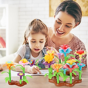 Flower Garden Building Toys for Girls Age 3, 4, 5, 6, 7 , Pretend Play Gardening Gift for Kids, Stacking Game for Toddlers, STEM Educational Activity for Preschool
