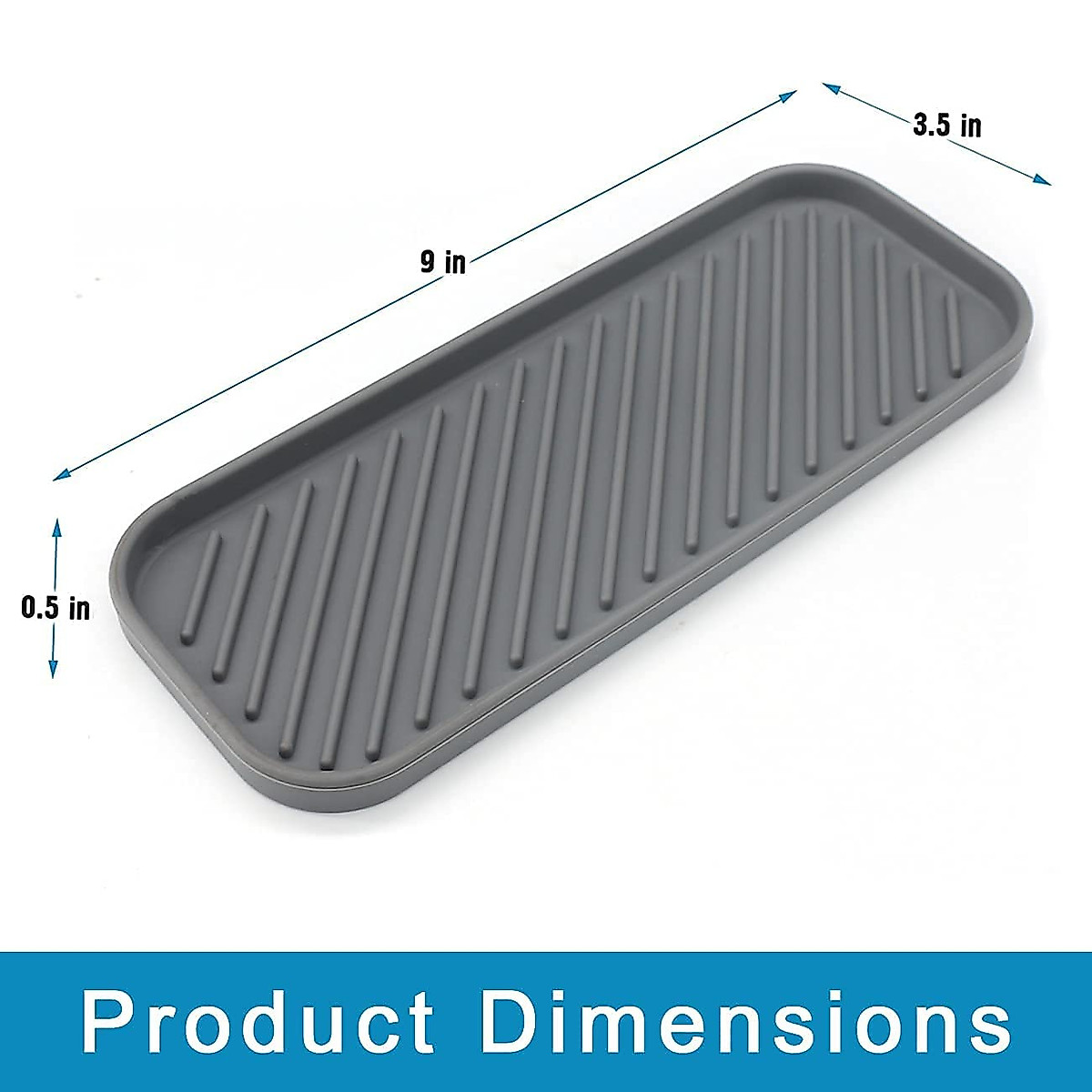 ERISED Sponge Holder for Kitchen Sink 9x3.5 Silicone Kitchen Sink Organizer for Sponge,Soap Dispenser,Kitchen Brush and Other Kitchen Accessories Bathroom Sink Organizer Soap Dishes Gray 2 Pack