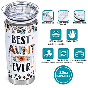 Aunt Gifts - Gifts For Aunt From Niece, Nephew - Mother Day, Birthday Gift For Aunt, New Aunt, Aunties - Best Aunt Ever Gifts, Aunt Announcement, Auntie Gifts Set - Tumbler 20 Oz & Aunt Keychain