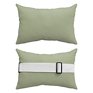 Sage Green Outdoor Beach Chair Pillow Headrest for Chaise Lounge Chair, Farmhouse Sage Green Solid Color Recliner Head Pillow Waterproof Pillowcases with Elastic Stripes & Pillow Inserts 11x16,2 Pcs