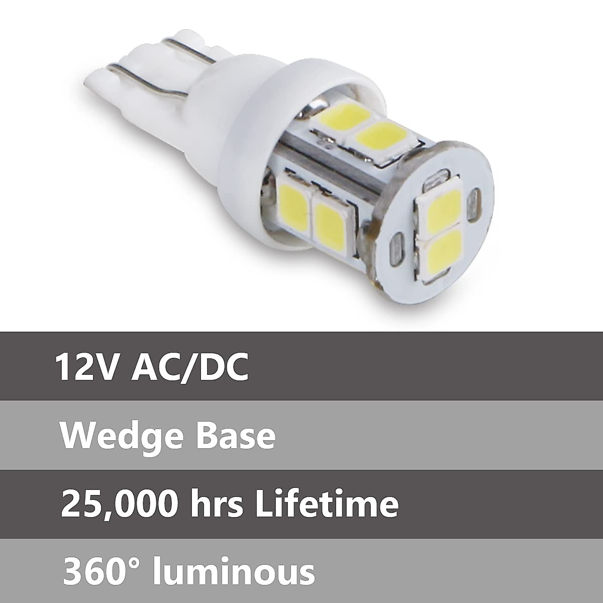 HUTTUUBUDU LED Landscape Light Bulbs 1W 12V Cool White 6000K，7W Low Voltage Incandescent Light Bulbs Equivalent，Wedge Base T5 Malibu Bulbs, Garden Light Bulbs, Landscape Bulbs 8 Pack