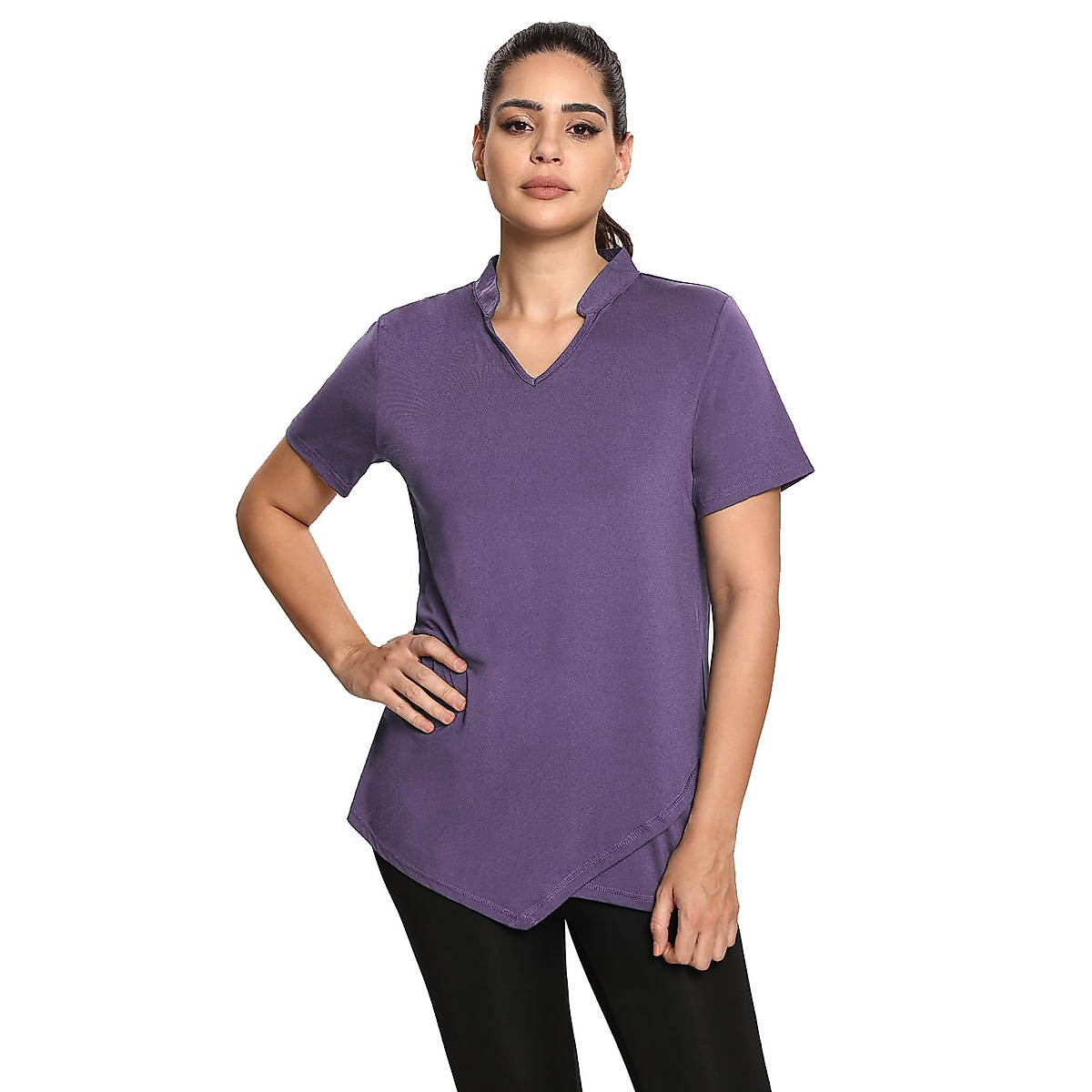 MISS FORTUNE Women's Polo Shirts, Golf V-Neck Workout Tops, Moisture Wicking Ladies Golf Shirt Loose Fit for Tennis Yoga