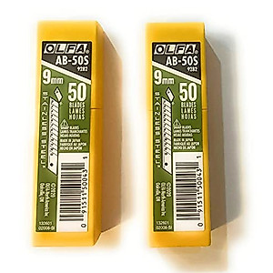 O L F A OLFA 9282 AB-50S 9mm Stainless Steel Snap-Off Blade, 50-Pack (2PACK)
