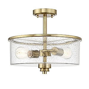 Craftmade 50552-FB Bolden Clear Seeded Glass Shade Semi Flush, 2-Light 120 Watts, Flat Black