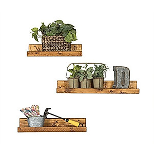 Del Hutson Designs Rustic Luxe Floating Shelves, USA Handmade, Pine Wood, Set of 3 (Walnut)