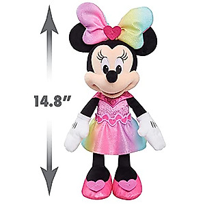 Disney Junior Minnie Mouse Sparkle and Sing Minnie Mouse, 13 Inch Feature Plush with Lights and Sounds, by Just Play