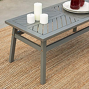 Walker Edison Outdoor Patio Wood Chevron Rectangle Coffee Table All Weather Backyard Conversation Garden Poolside Balcony, 42 Inch, Grey