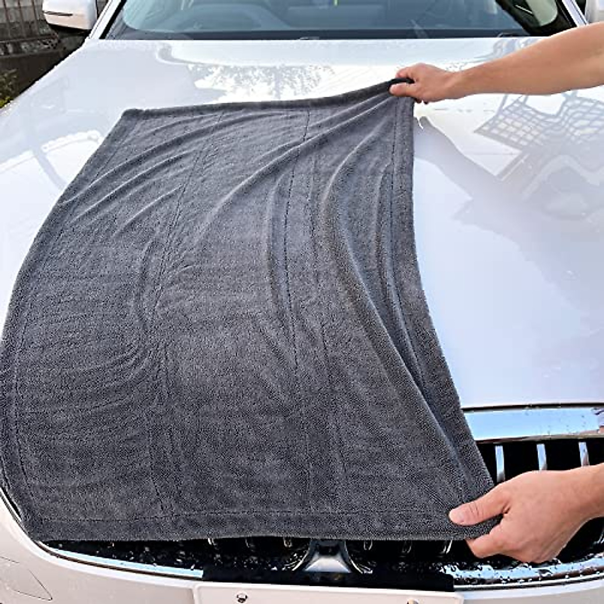 SHSCLY Microfiber Car Drying Towel Large Double-Sided Twist Pile Gray 23.6 x 35.4 Inches Pack of 1