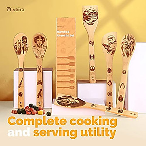 Riveira Star War Gifts Home Decor Wooden Spoons For Cooking Utensils Set 6-piece Starwars Gifts Kitchen Utensils Spatulas For Nonstick Cookware Gift House Warming Presents Fun Finds For Men And Women