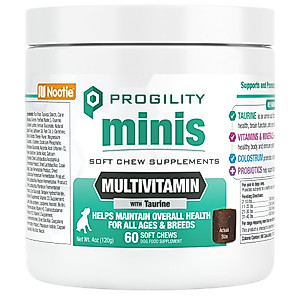 Nootie Progility Mini Multvitamin for Small Dogs, Multivitamin Supplement for Dogs with Taurine, 60 Soft Chews per Container