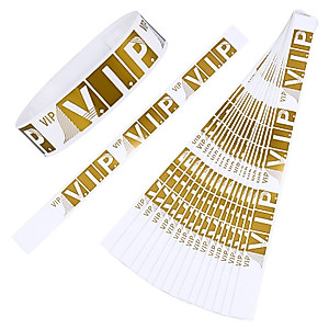 300 Pieces Waterproof VIP Plastic Wristbands VIP Wristbands for Events Lightweight Bracelets Armbands Party Wrist Band for Events, Amusement Parks, Concerts, Fairs, Festivals (Gold)