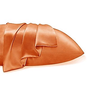 BEDELITE Satin Pillowcase for Hair and Skin, Super Soft and Cooling Similar to Silk Pillow Cases 2 Pack with Envelope Closure, Gift for Women Men(20"x26" Standard Size, Burnt Orange)