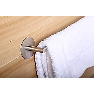 TOGU 27.5 inch Self Adhesive Single Towel Bar Heavy Duty Waterproof Towel Rack Stick on Bathroom Kitchen Lavatory Hanging Towel, Brushed Stainless Steel Finish