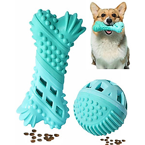 Rfirady Dog Chew Toys for Aggressive Chewers, 2 Pack Indestructible Durable Tough Interactive Dog Toys with Dog Treat Ball, Puppy Teething Chew Toys for Small Meduium Large Dogs