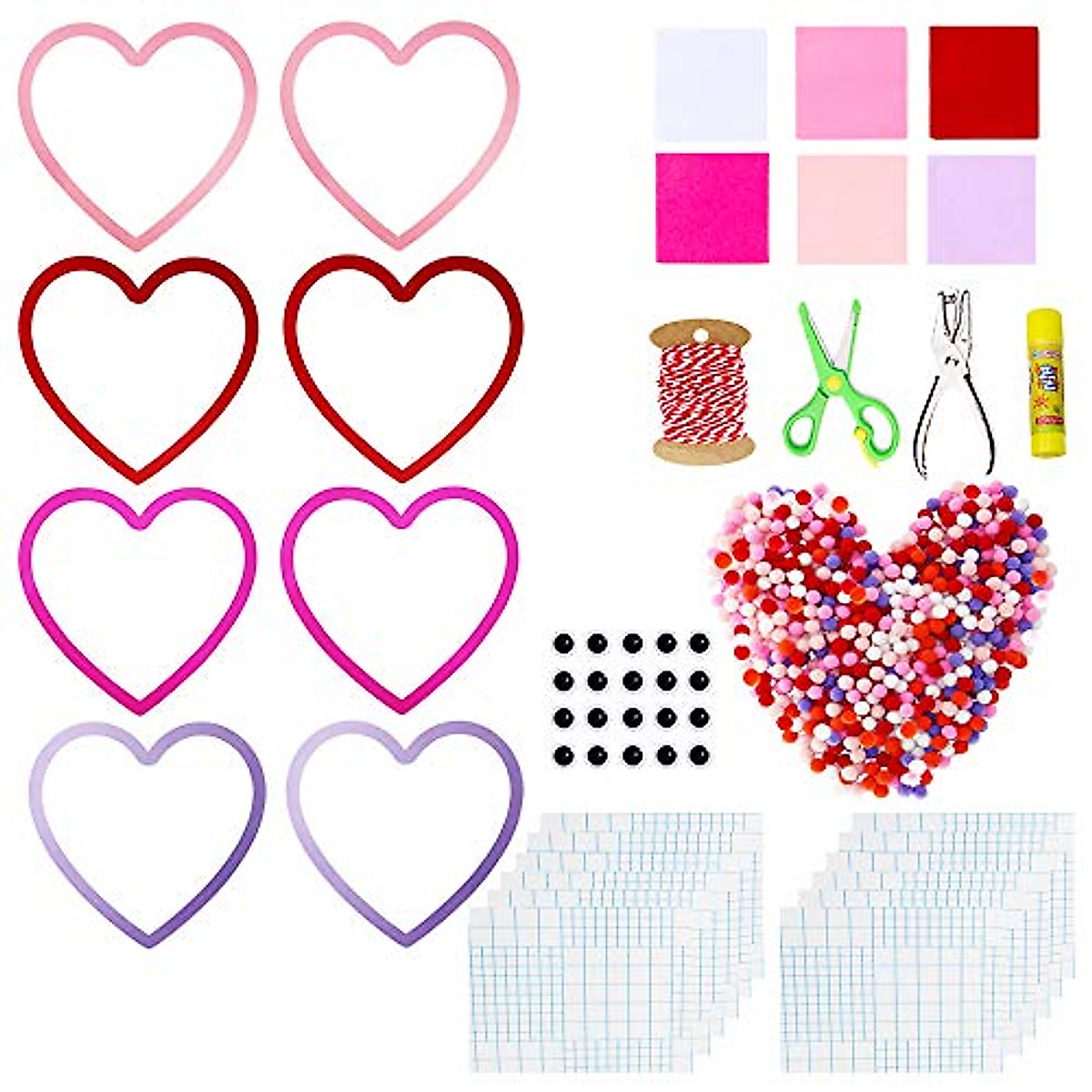 Exquiss 1200pcs Valentine Tissue Paper Suncatchers Heart Craft Valentine’s Day Heart Suncatchers Craft for Mother's Day Gift Kids Craft DIY Crafts