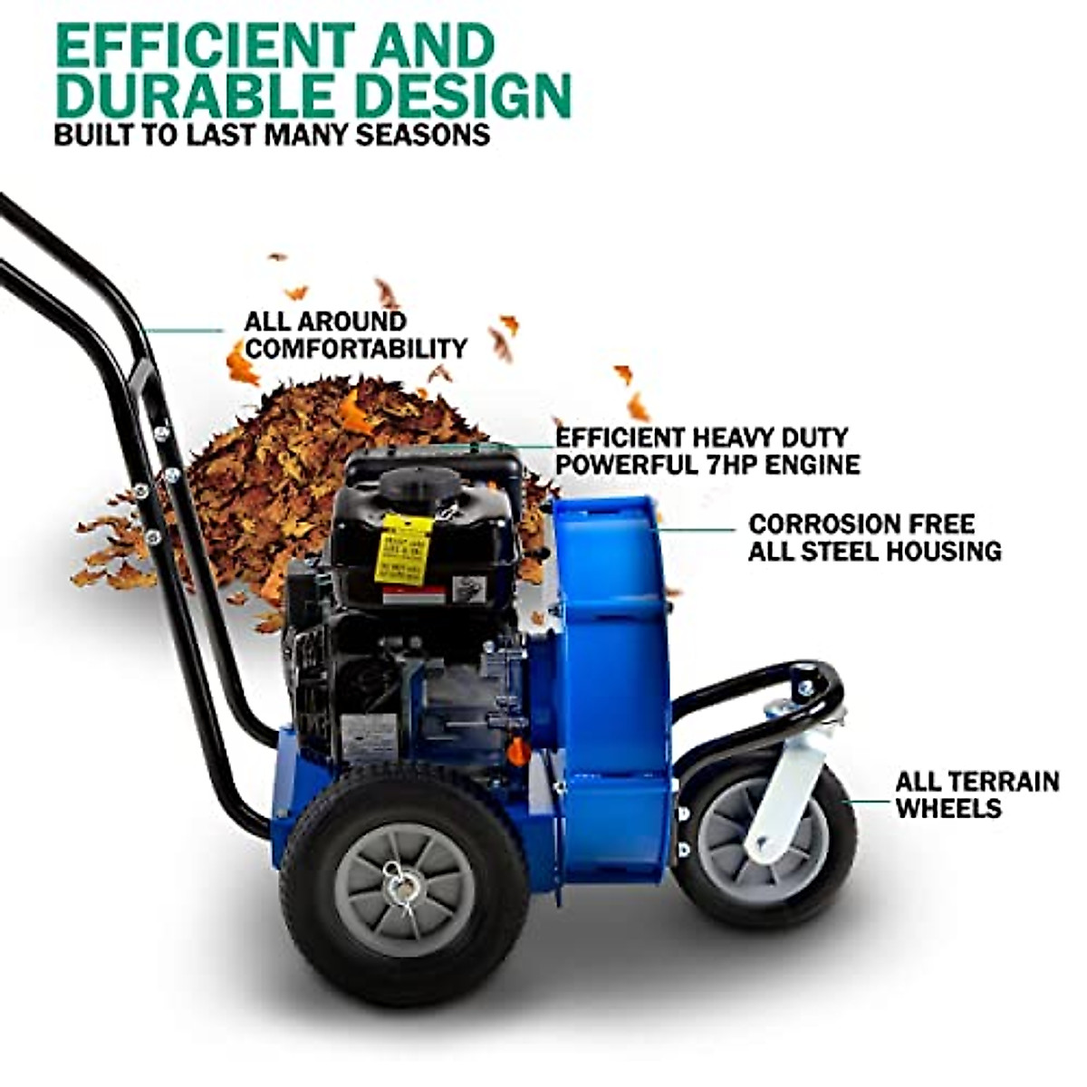 Landworks Leaf-Snow Blower Wheeled Walk Behind & Lawn & Garden Utility Cart/Beach Wagon [Bundle Deal]