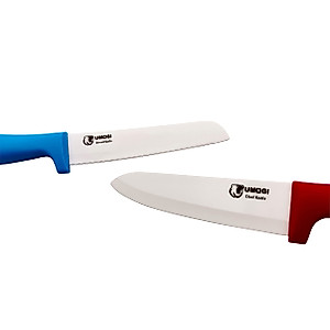 UMOGI Ceramic Kitchen Knife Set with Covers in Gift Box, Healthy Stain Resistant & Non-Rust, Dishwasher Safe - Colorful Knife Set Include Chef, Serrated Bread, Utility & Paring Knife