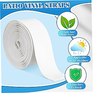 1Set Vinyl Straps for Patio Chairs Repair, 2" x10ft PVC Lawn Chair Webbing Heavy-Duty Weatherproof Patio Chair Replacement Straps with 10 Rivets for Outdoor Lawn Furniture Chair Lounge, White.