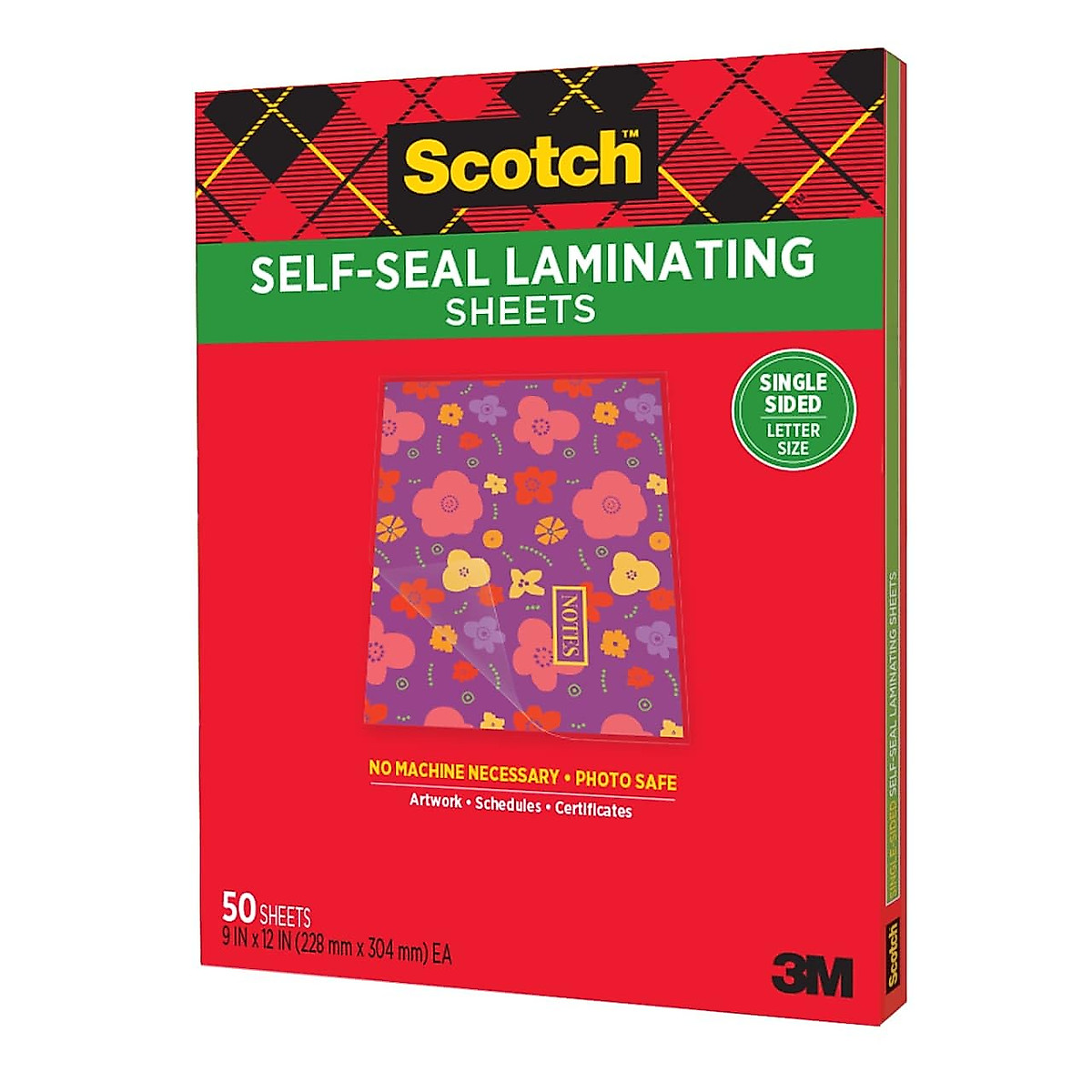 Scotch Self-Seal Laminating Sheets, 50 Sheets, Single Sided, Letter Size (LS854SS-50)