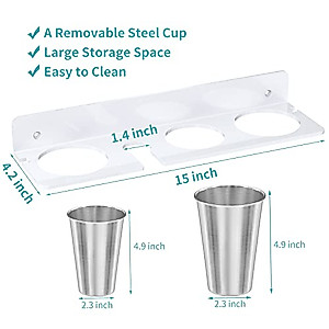 HIIMIEI Hair Tool Organizer Wall Mount, White Acrylic Hot Tool Holder with 2Cups, Bathroom Hair Styling Accessories Storage Organizer for Flat Iron, Blow Dryer, Curling Wand, Hair Straighteners, Brush