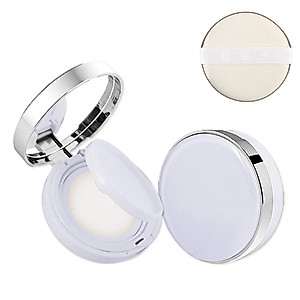 Onwon 15g 0.5oz Empty Luxurious White Silver Edge Portable Air Cushion Puff Box BB Cream Container Dressing Case with Powder Puff and Mirror