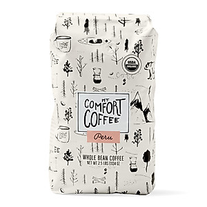 Mt. Comfort Coffee Organic Peru Medium Roast, 2.5 lb Bag - Flavor Notes of Nutty, Chocolate, & Citrus - Sourced From Small, Peruvian Coffee Farms - Roasted Whole Beans
