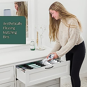 Dresser Organizer, [8 Pk] Black Fabric Dresser Drawer Organizers (4 Sizes With 90 Slots) Foldable Underwear Drawer Organizer Breathable Bins for Bra, Lingerie, Socks, Scarves, Belt, Tie, Baby Clothes.