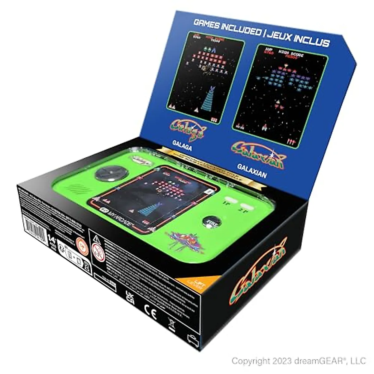 My Arcade Galaga/Galaxian Pocket Player Pro: Portable Video Game Console with 2 Games, Gifts, 2.75" Color Display, Ergonomic Design