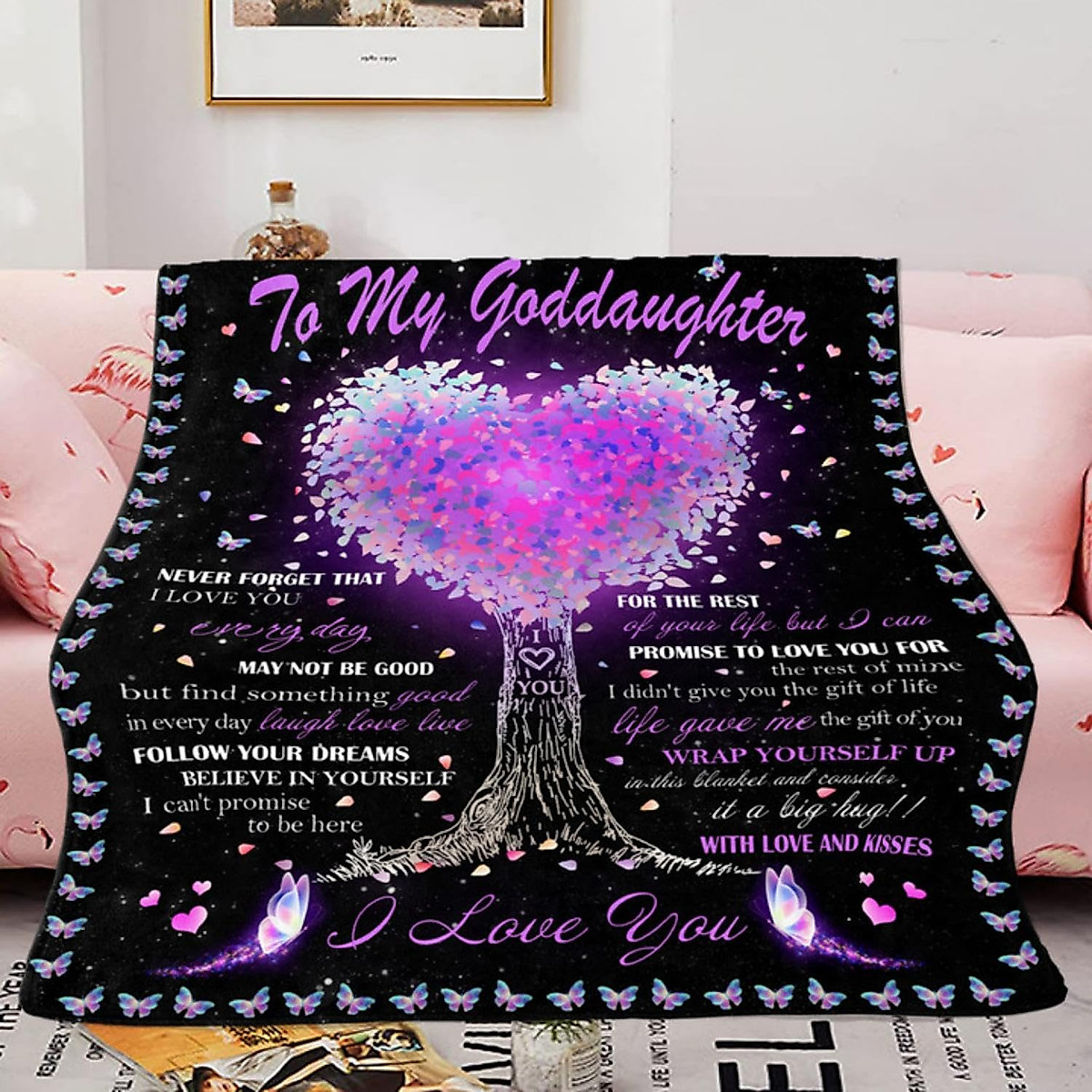 Ebmdsia Goddaughter Gifts from Godmother, God Daughter Gifts from Godmother, Baptism Gifts for Goddaughter, Christmas Birthday Gifts for Goddaughter, Gifts for God Daughter Throw Blanket 50"X60"