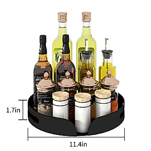 Lazy Susan Organizer, CASUN Metal Steel Rotating Spice Racks with Turntable for Kitchen Pantry Cabinet Cupboard Table, 11.4 inch Black(Single Tier)