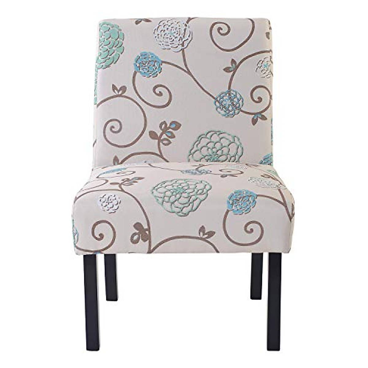 LZ LEISURE ZONE Urban Stylish Fabric Accent Dining Chairs Sofa Side Chairs Upholstered Armchair with Wood Legs Home Furniture (Floral)