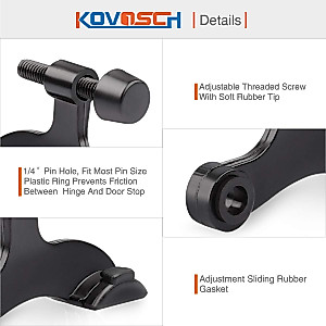 KOVOSCH 10 Pack Hinge Pin Door Stopper Black - Adjustable Heavy Duty Hinge Pin Door Stop with Black Rubber Bumper Tips