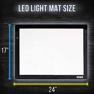 U.S. Art Supply Lightmaster 17"x24" (A2) LED Lightbox Board - 32.5" Diagonal, Ultra-Thin, Dimmable Light Pad - Measuring Grid & Protractor Included - 110V, Flicker-Free, Portable, 50,000 Hour LEDs