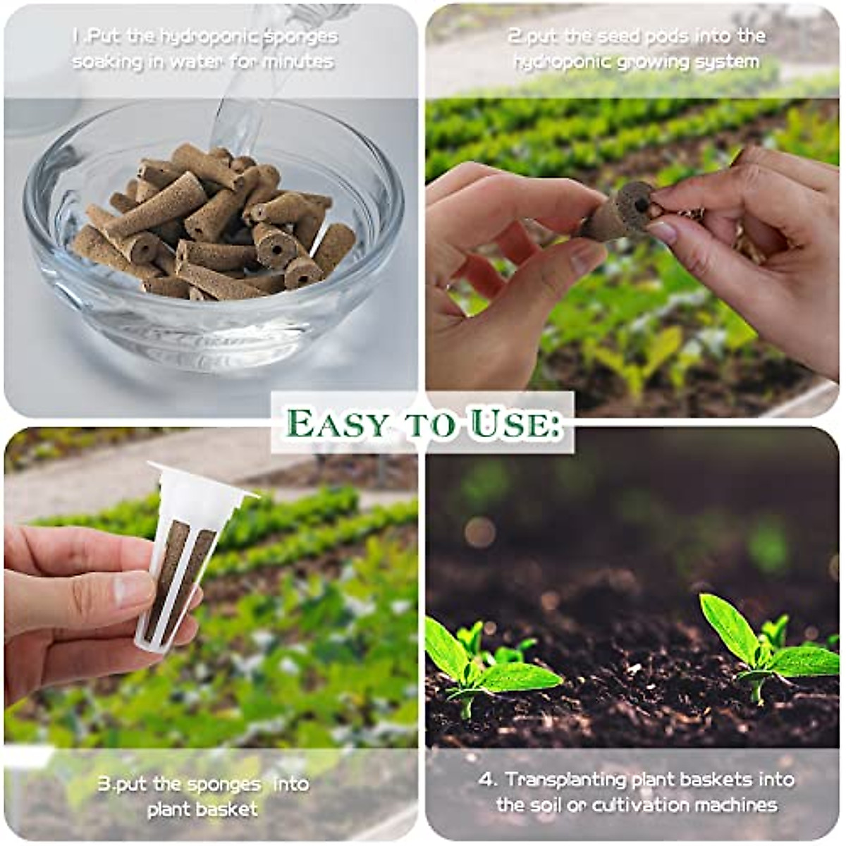 Kweiugfi Hydroponic Garden Supplies Accessories,Gardening System Indoor Outdoor,Seed pod kit 50 Pieces Grow Baskets,Transparent Insulation Lids, Plant Grow Sponges,Labels for Seed Starting System