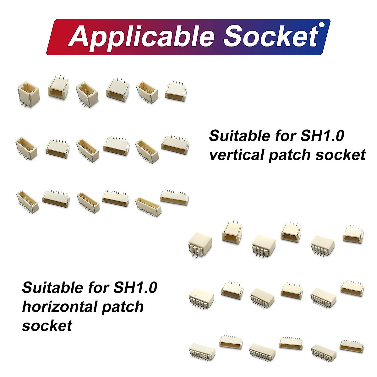 Keszoox Jst SH1.0mm Connector Kit and Premium Pre-Crimped Cables，for SPRacing F3 Omnibus F4 Pro F7 Racing Drone Wire Kit，Total 140pcs sh1.0 Connectors and 10 Colors 250pcs 28AWG Cable 150mm Wire