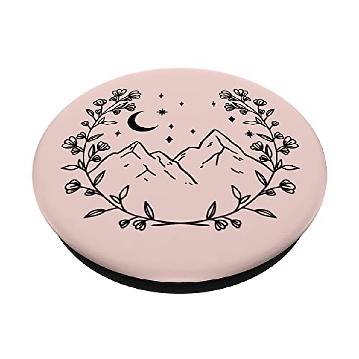 Pale Light Pink - Boho Chic Floral Moon Mountain PopSockets Swappable PopGrip