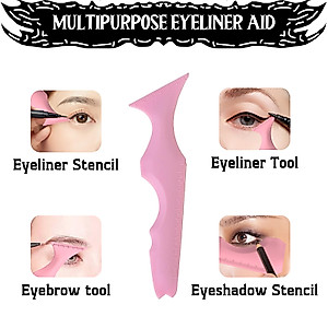 Eyeliners Stencils 5 in 1 Silicone Eyeliners Stencils Reusable Winged Liner for Multi-Purpose Makeup Tool, Multi-Purpose Makeup Tool for Winged Eyeliners.(Purple)