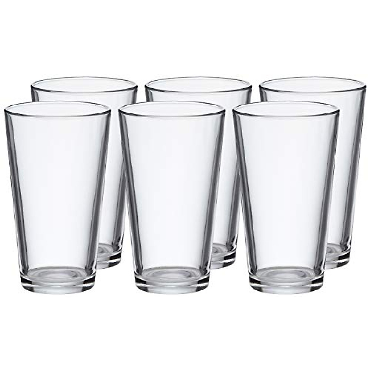 Amazon Basics Pint Pub Beer Glasses, 16-Ounce, Set of 6, Clear