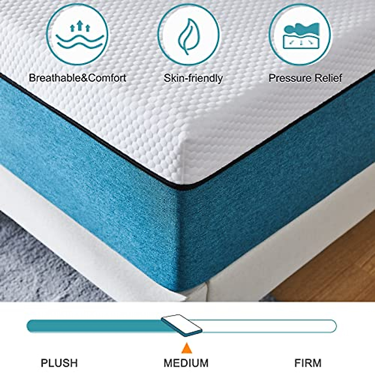 IYEE NATURE Mattress, 10 inch Gel Memory Mattress in a Box, Foam Bed Medium Firm Foam Full Size Mattress 54 * 75 * 10 inch