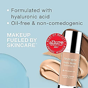 Neutrogena Hydro Boost Hydrating Tint with Hyaluronic Acid, Lightweight Water Gel Formula, Moisturizing, Oil-Free & Non-Comedogenic Liquid Foundation Makeup, 20 Natural Ivory, 1.0 fl. oz