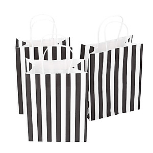 Ronvir Gift Bags 100pcs Paper Bags 8x4.75x10.5 Inches Black And White Bags, Shopping Bags, Retail Bags. Party Bags, Gift Bgas Medium Size