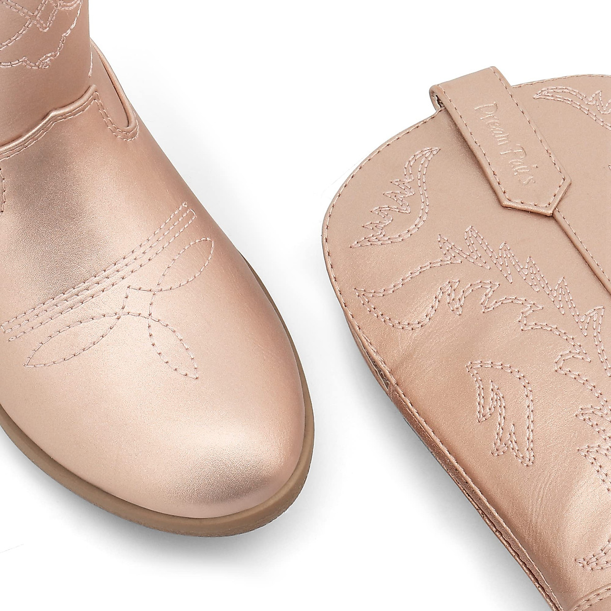 DREAM PAIRS Cowgirl Cowboy SDBO214K Western Boots Boys Girls Mid Calf Riding Shoes Rose Gold Size 2 Little Kid