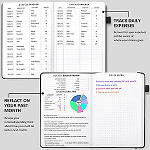 JUBTIC Budget Planner 2024, Budget Book and Monthly Bill Organizer, Finance Planner with Expense Tracker Notebook,Undated,12 Month, A5 Size, Balck